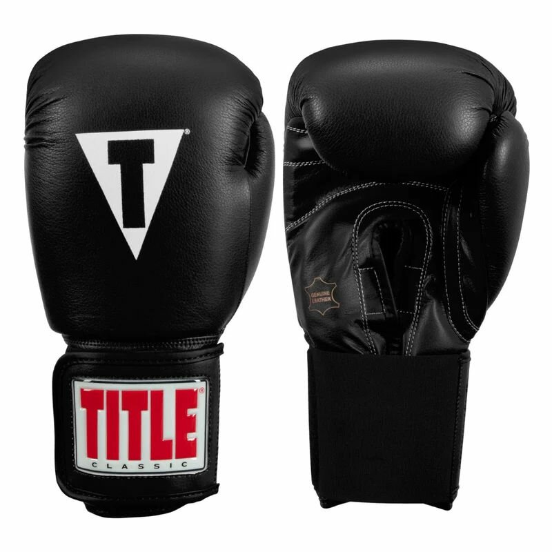 Перчатки боксерские TITLE Classic Leather Elastic Training Boxing Gloves 2.0, 14 унций, черные
