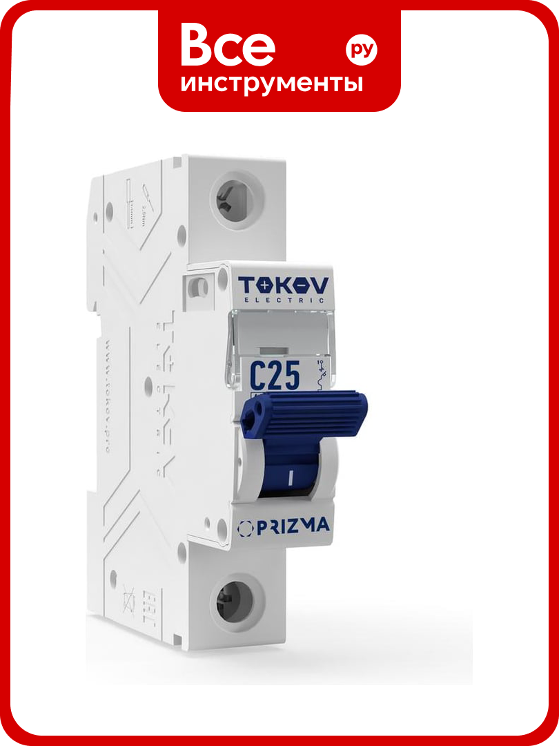 Выключатель автоматический модульный TOKOV ELECTRIC 1П 25А 4.5кА х-ка C TKE-PZ45-MCBI-1-25-C