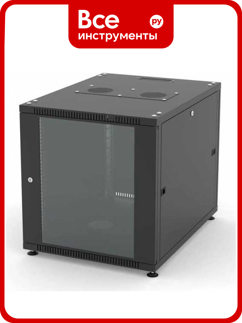Шкаф напольный Filum 19', 12U NETWORK (ШxГxВ) 600x600x623 мм, двери: стеклянная/сплошная металл, цвет черный RAL9005 FL-NT-1266GM1M-BK
