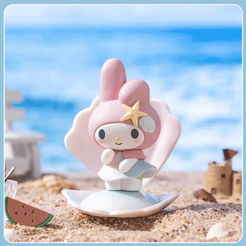 Коллекционная фигурка Kuromi Melody Blue Sea Holiday Blind Box: Синнаморолл, Мелоди, Пачако. Модная игрушка, подарок на
