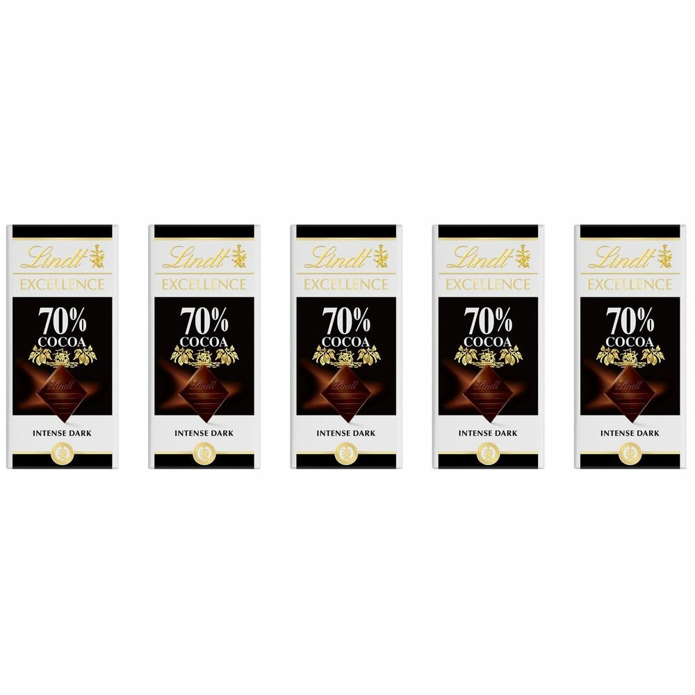 Lindt Excellence/ Шоколад 70% какао, 100 г, 5 шт
