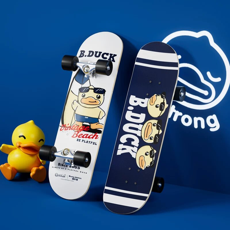 B.Duck Серфинговая Желтая Уточка 31-дюймовый Детский Скутер с Обычными Колесами и Защитным Оборудованием для Малышей
