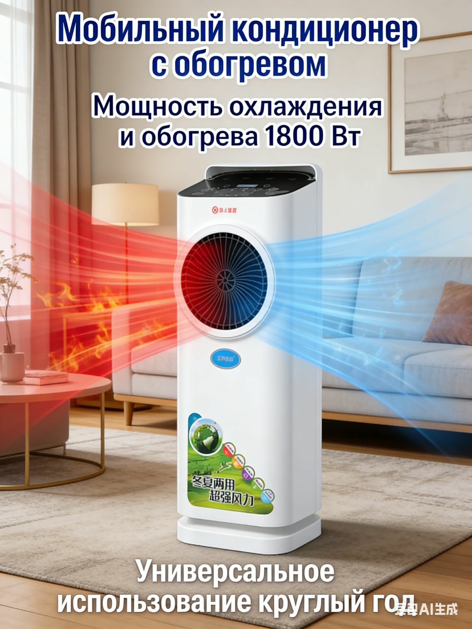 Вентилятор Мобильный кондиционер с обогревом 1800W