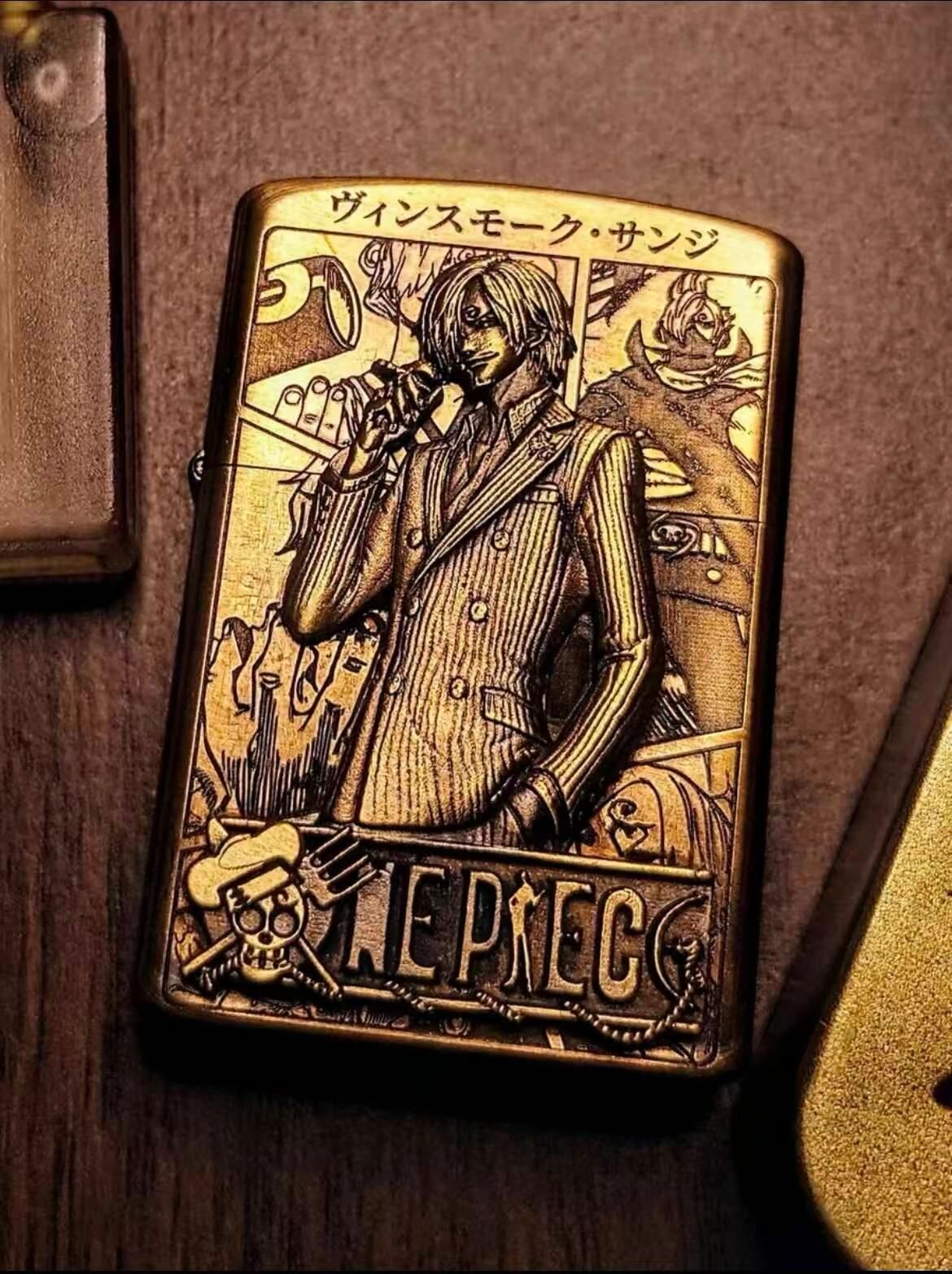 Zippo, Высокоточная гравировка Санджи из One Piece, цельная латунь, пустая(без заправки)