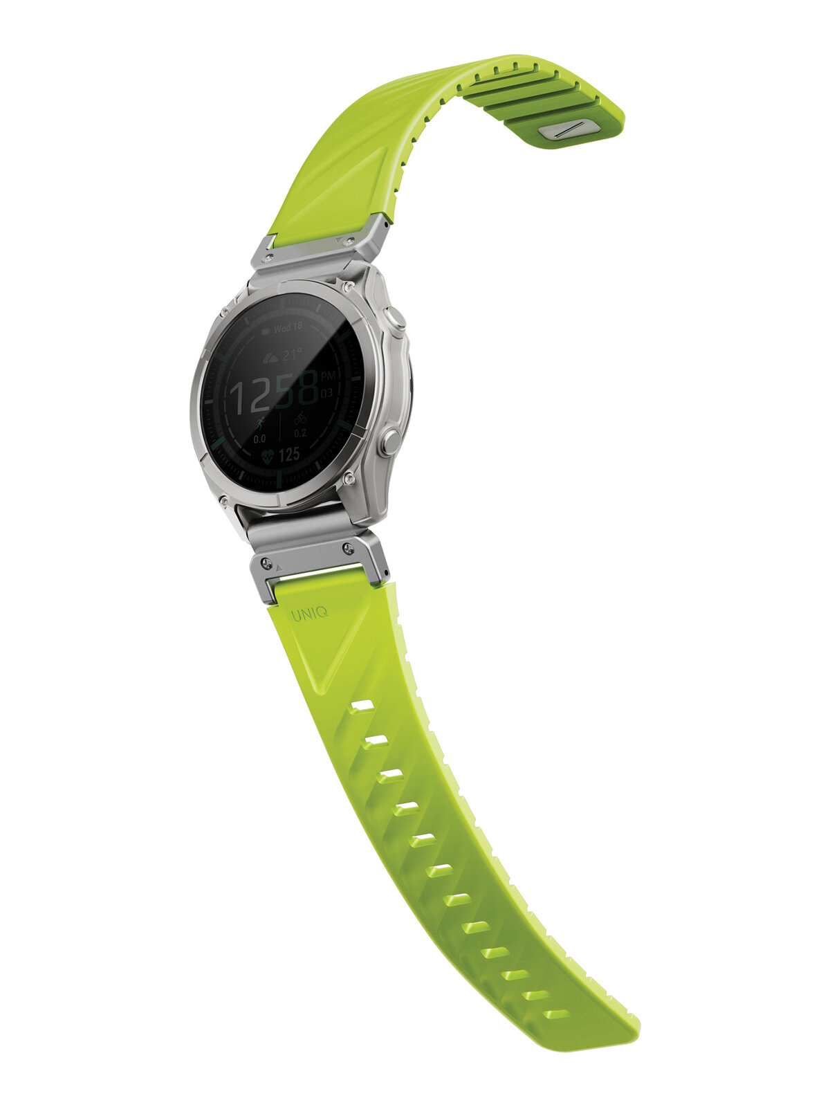 Ремешок Uniq для смарт-часов Garmin 22мм, каучуковый, с магнитной застежкой и штифтом, лаймовый