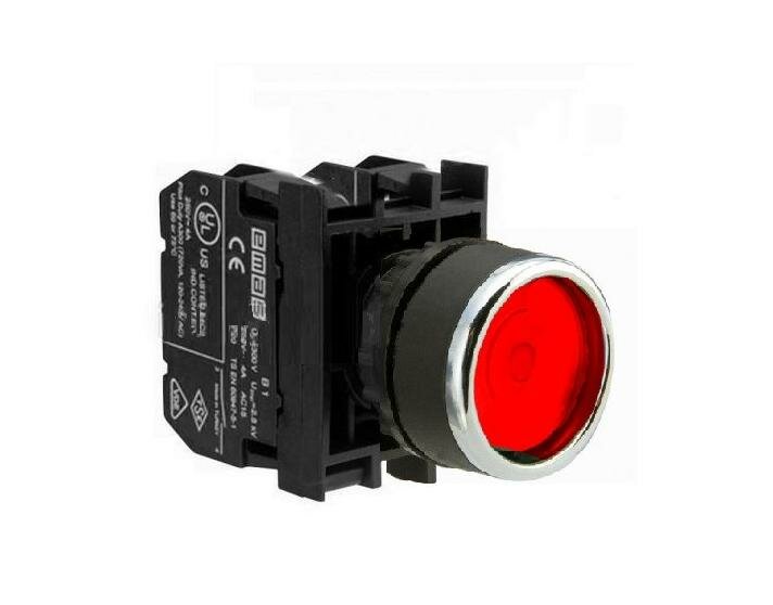 Кнопка с фиксацией B102FК (1НО+1НЗ) красн. EMAS B102FK