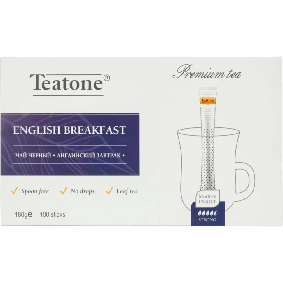 Чай Английский завтрак TEATONE черный, 1 уп. x 100 стиков, 1291425