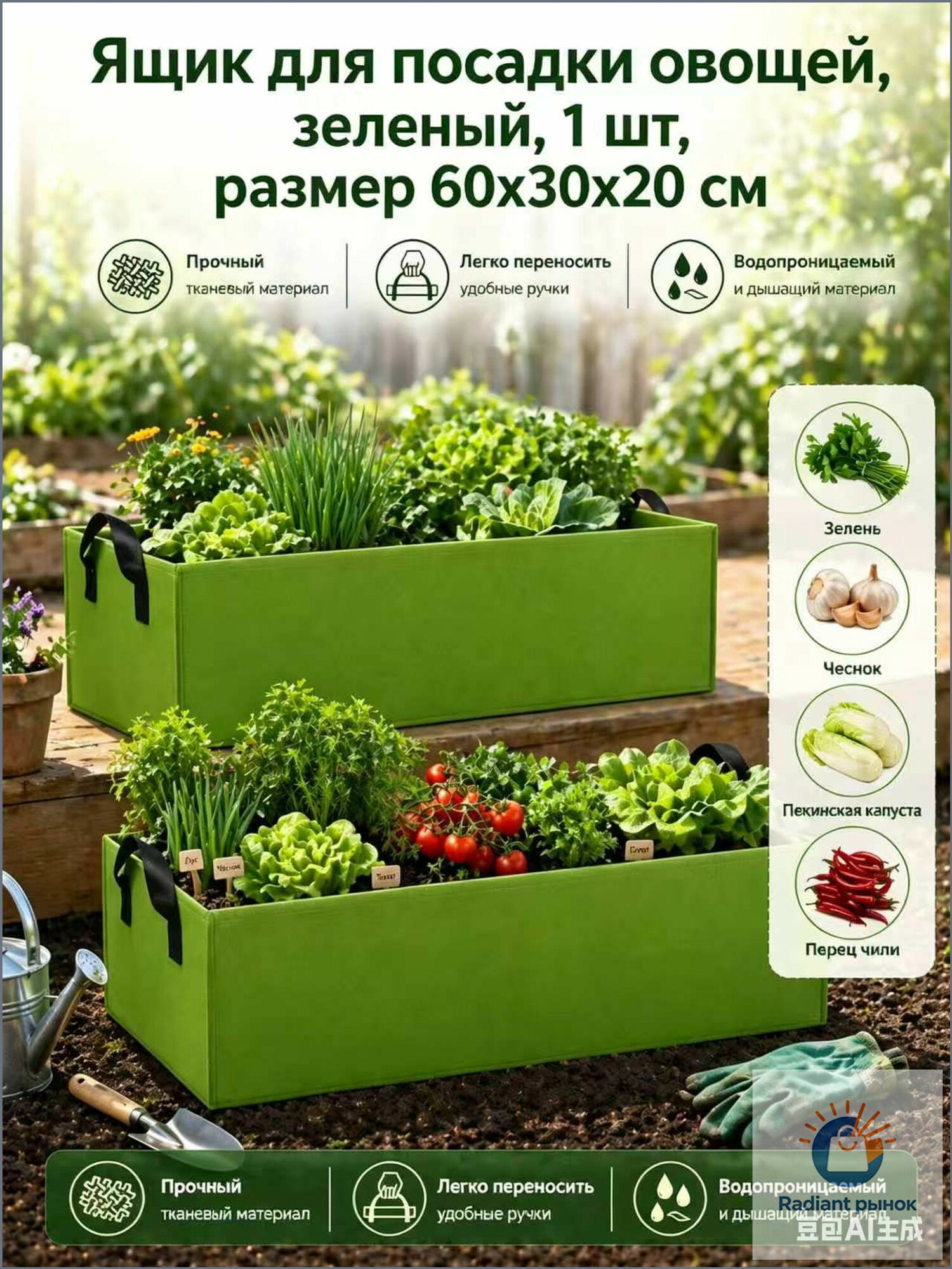 Зеленая весна Грядка, 0.62х0.3 м, 1 шт