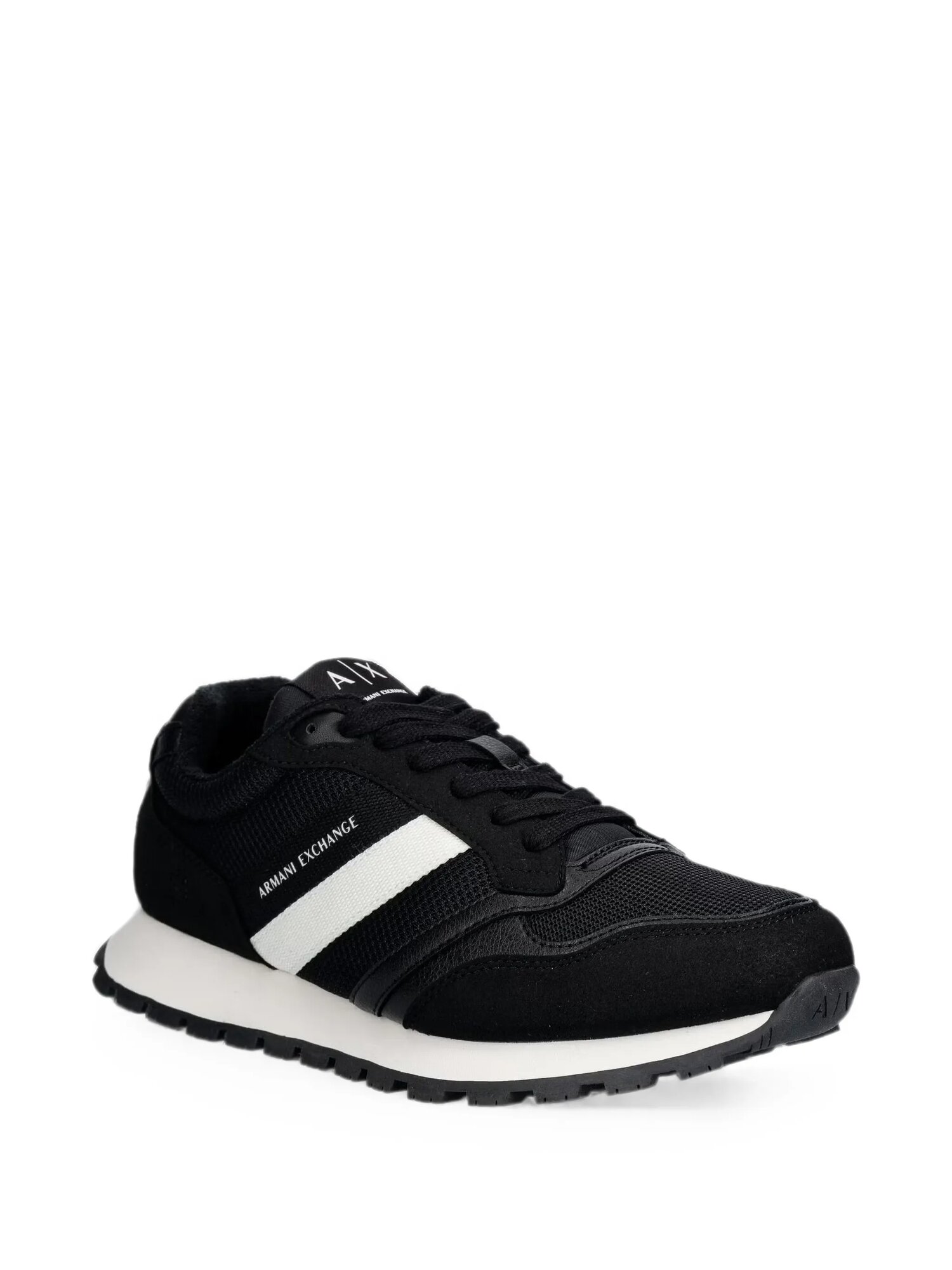 Кроссовки Armani Exchange Logo-print panelled sneakers, размер 7, black/black — фото 1