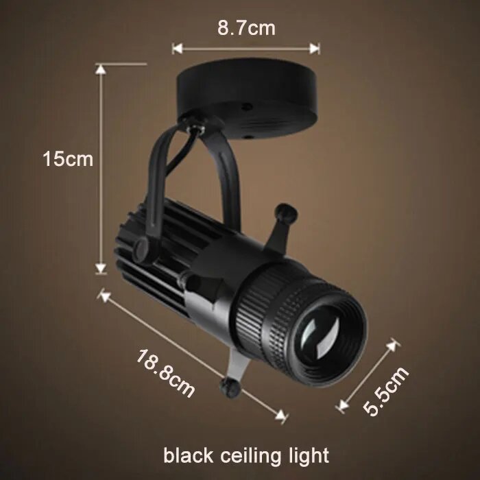 GY Потолочный светодиодный спот 5/7/10/15Вт black ceiling light, Черный, 10W 3000K