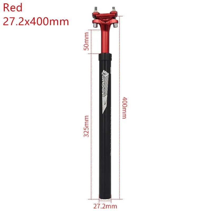 LUNJE Алюминиевый подседельный штырь MTB 400 мм черный/красный Красный, Red 27.2x400mm