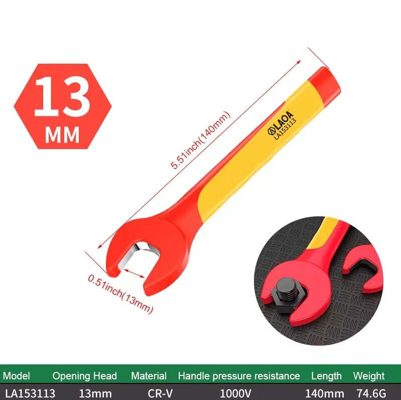 Гаечный ключ LAOA 13mm, 140mm, CR-V, 1000V, LA153113