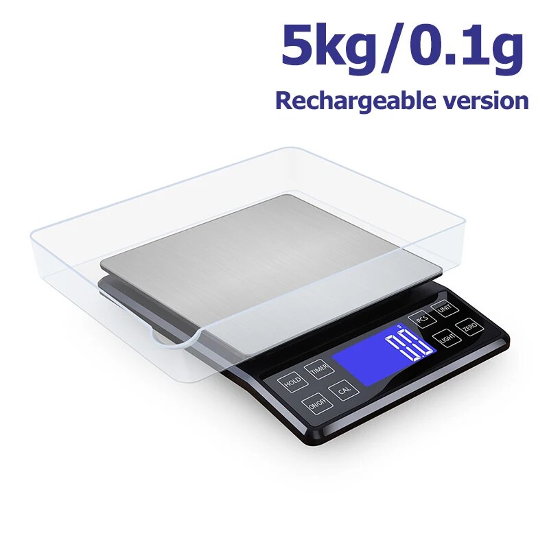 Весы кухонные цифровые 5kg/0.1g, перезаряжаемые
