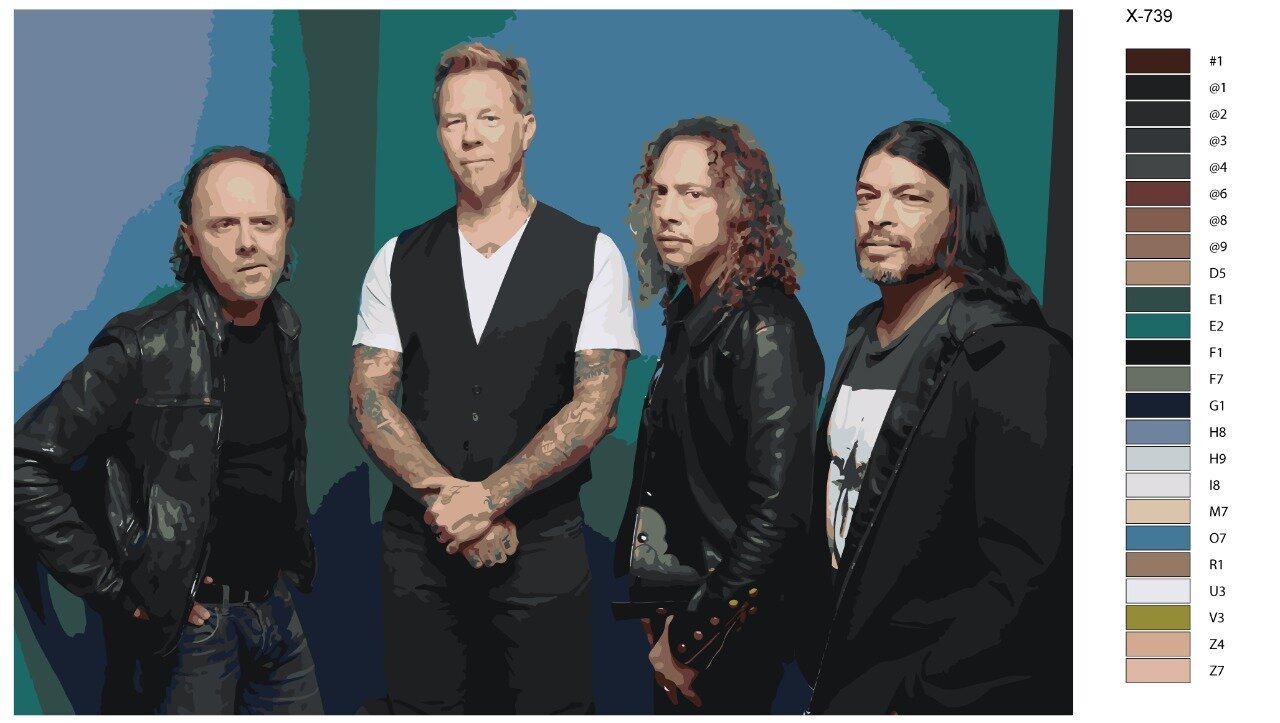 Картина по номерам X-739 "Рок-группа Metallica" 40х60