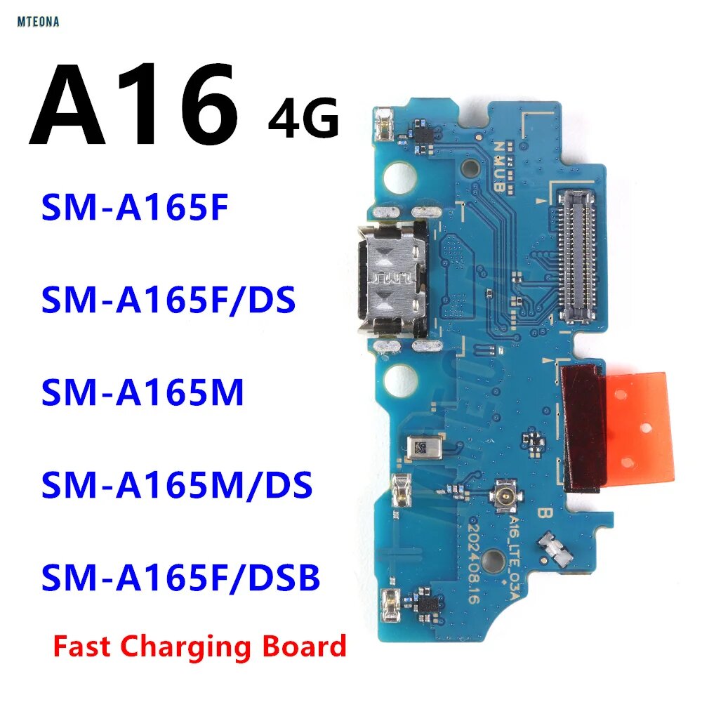 Для Samsung Galaxy A16 4G SM-A165F A165F/DS A165M: гибкий кабель USB Type-C для зарядки и док-станции, микрофон, основная плата A165