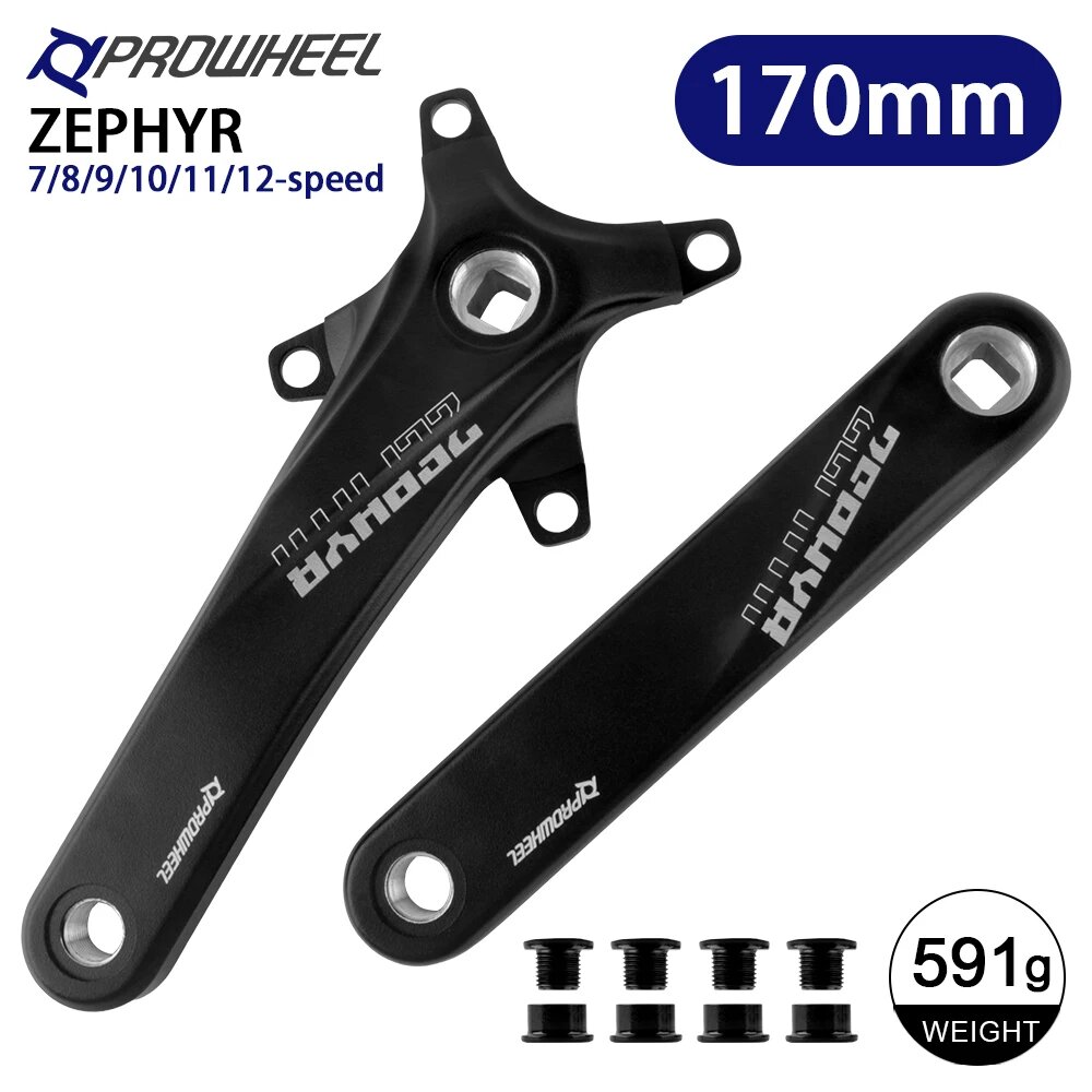 Шатуны Prowheel Zephyr алюминиевые черные 170/175 мм 104BCD 7/8/9/10/11/12 скоростей 170mm