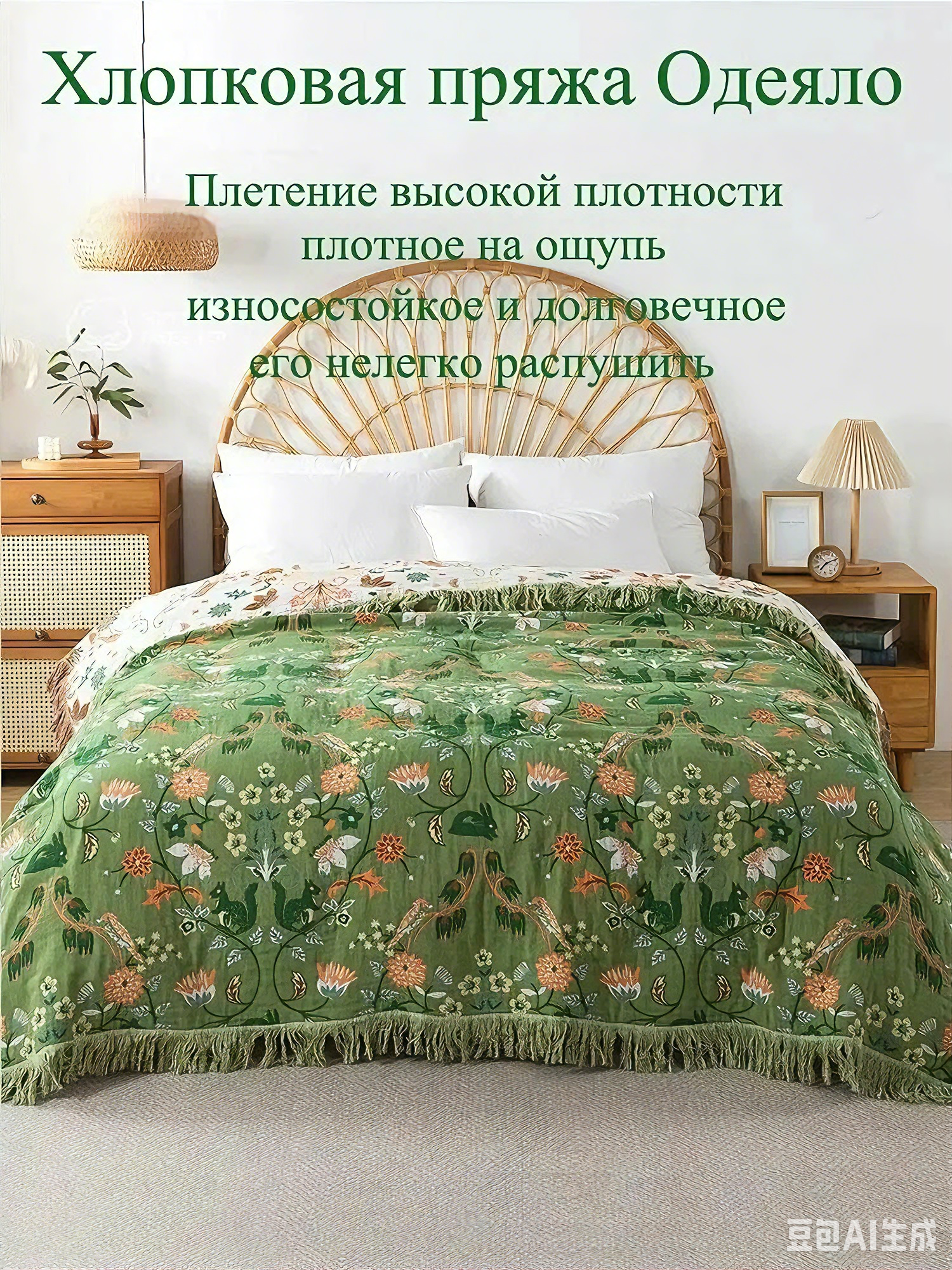 Плед Элегантная Русская Классика, хлопок, 200x230см, Волшебник страны Оз