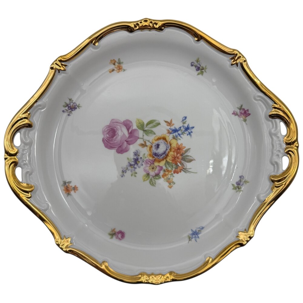 Блюдо "Мейсенский букет" с ручками, 29*27 см, 1972-1977 гг, Martinroda, Германия