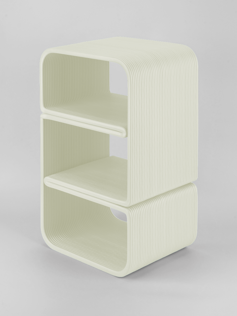 Столик-тумба из переработанного 3D-пластика, цвет - молочный
