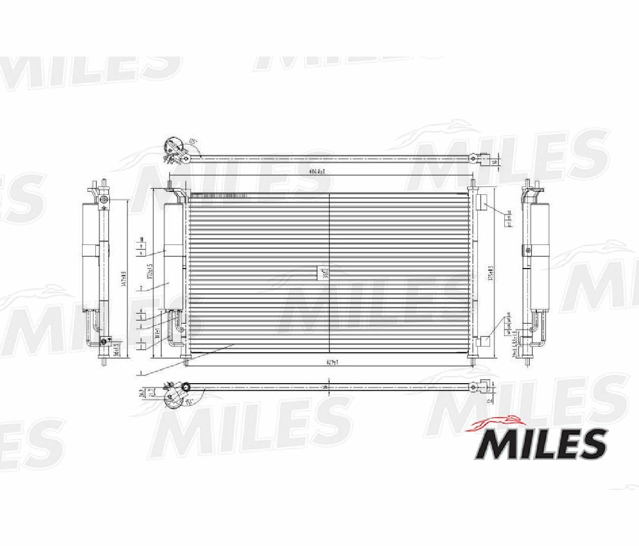 Конденсер NISSAN NOTE 1.0-1.6 02- / TIIDA 1.6-1.8 07-, MILES ACCB011