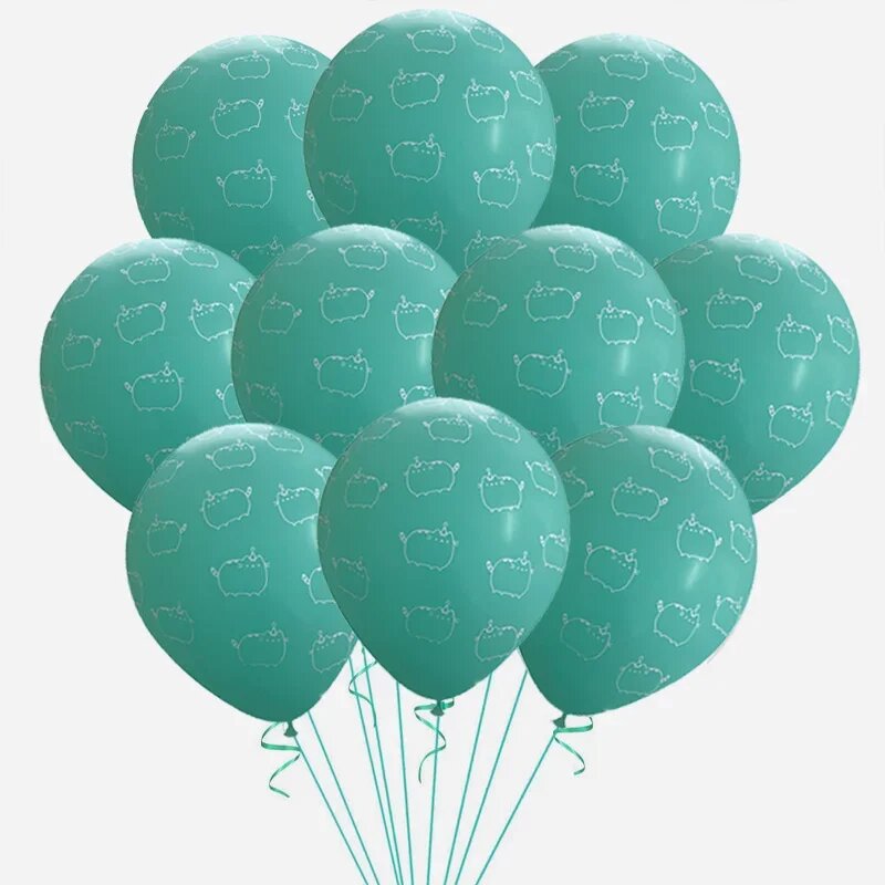 10 латексных шаров Pusheen, серые и голубые