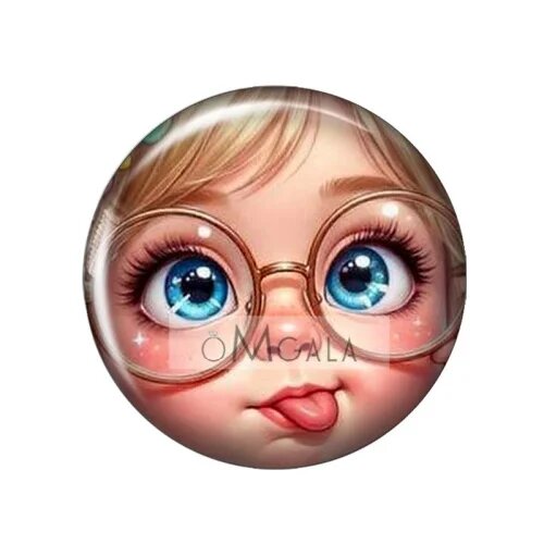 Стеклянные кабошоны «Мордочки матрешек» OMGALA, 10 шт, 8-40 мм 12 мм, J 10pcs