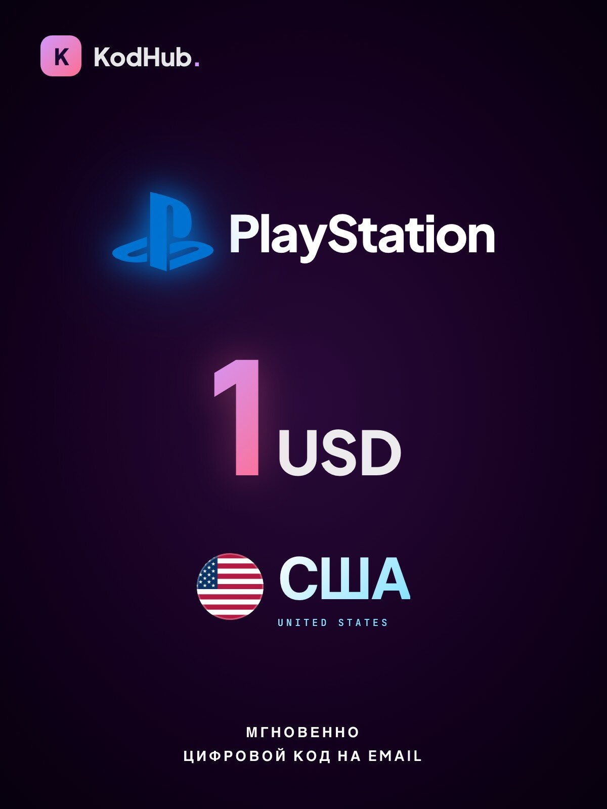 Карта PSN PlayStation США 1 доллар (USD) | пополнение PS Store, PS5, PS4 | Цифровой код