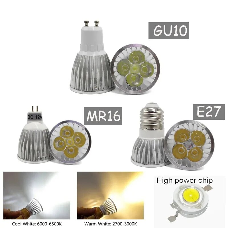 Светодиодные лампы THEBSE GU10, GU5.3, E27, E14 теплый/белый свет 9/12/15 Вт Warm White, E27, 12W