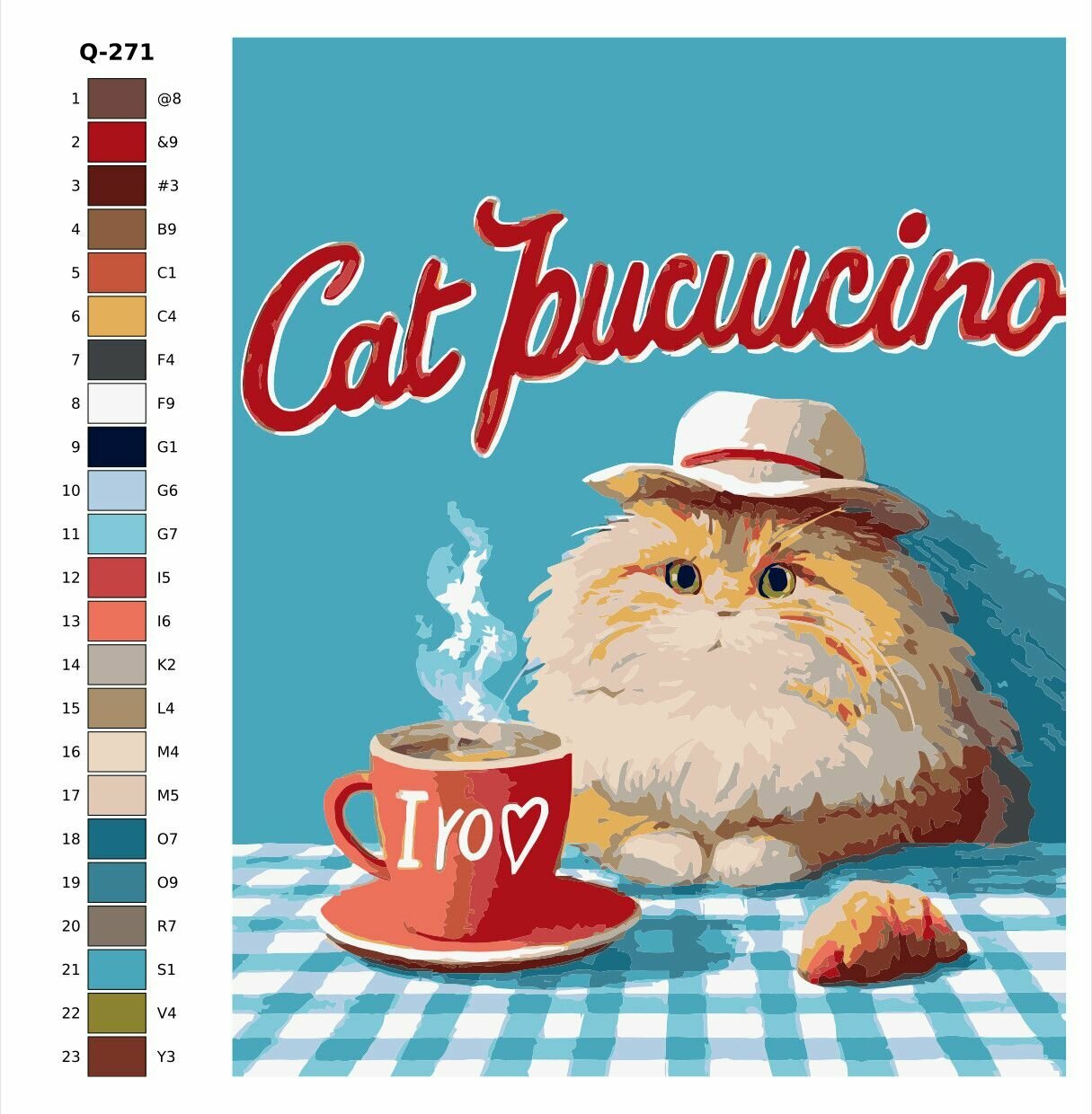 Картина по номерам Q271 "Кот и кофе" 40x50