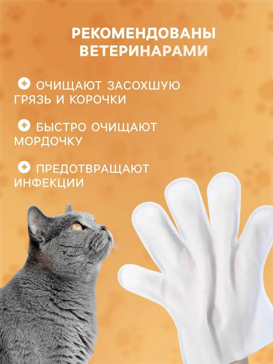 Влажные салфетки-рукавицы для питомцев дезинфицирующие, одноразовые, для ухода за кошками и собаками салфетки рукавицы для животных очищающие салфетки для кошек и собак
