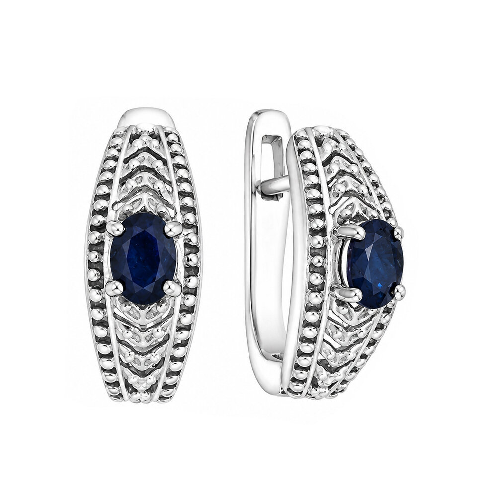 серьги из серебра, с сапфирами
