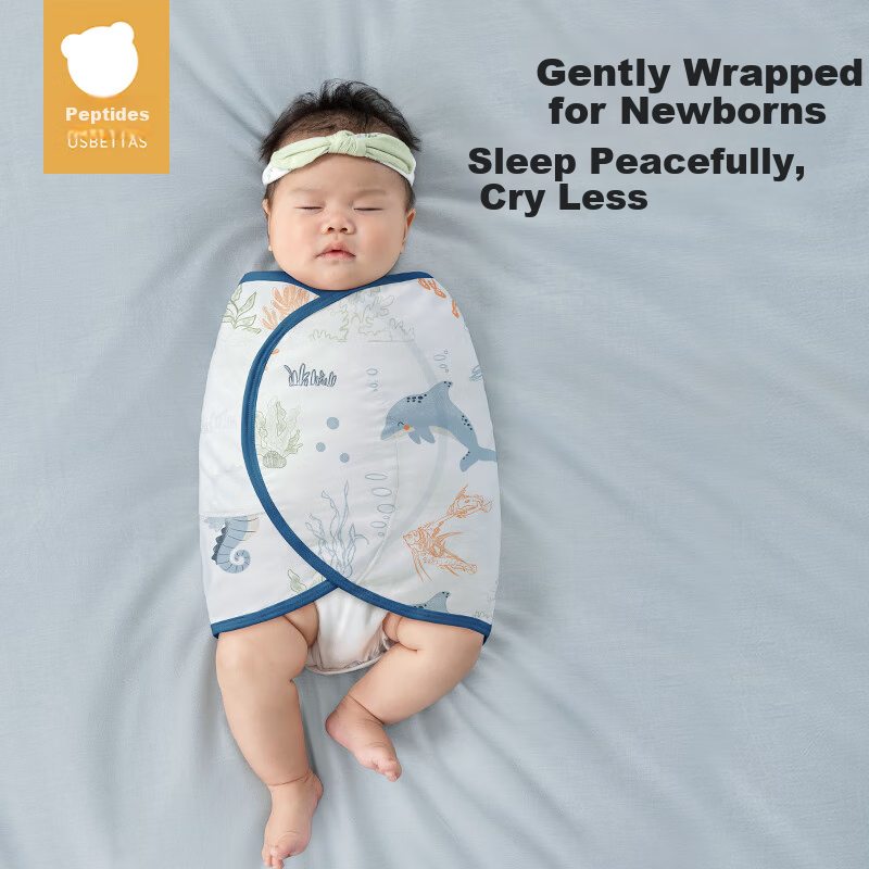 Beipesi Baby Sleeping Bag Spring and Autumn Anti-startle Sleeping Bag Four Seasons Cotton Newborn Swaddle Baby Sleeping Artifact Single Layer M