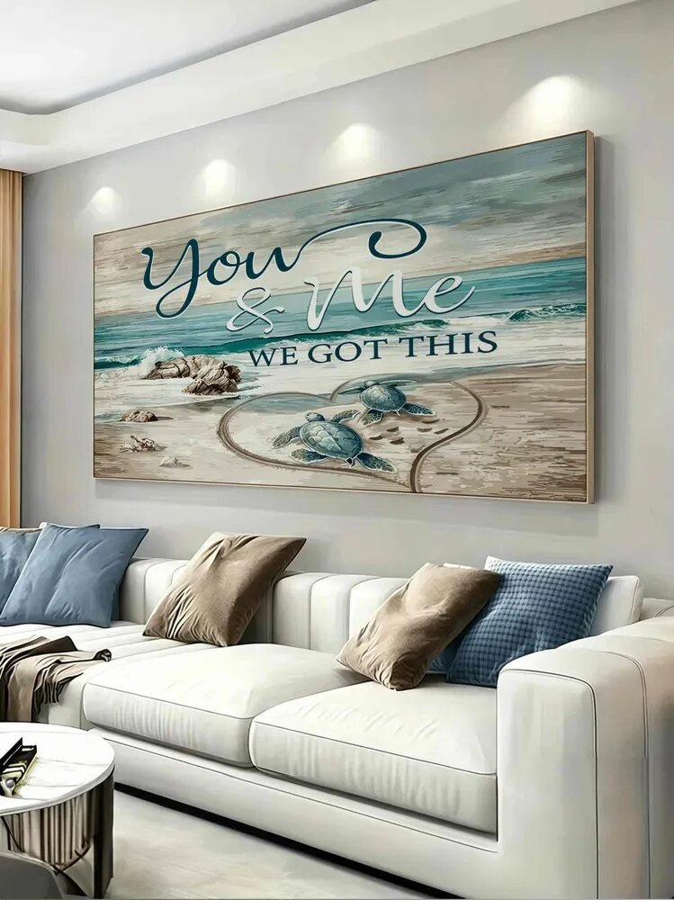 Картина "sea turtles on the beach with heart" 55x75 см, 1