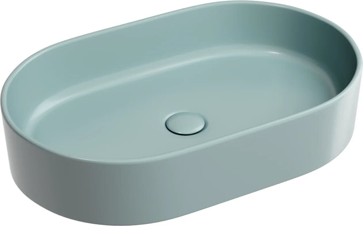 Накладная раковина Ceramicanova Element CN6048MLG зеленая матовая, фарфор, зеленый матовый, 60.8×38.5×12.2 см
