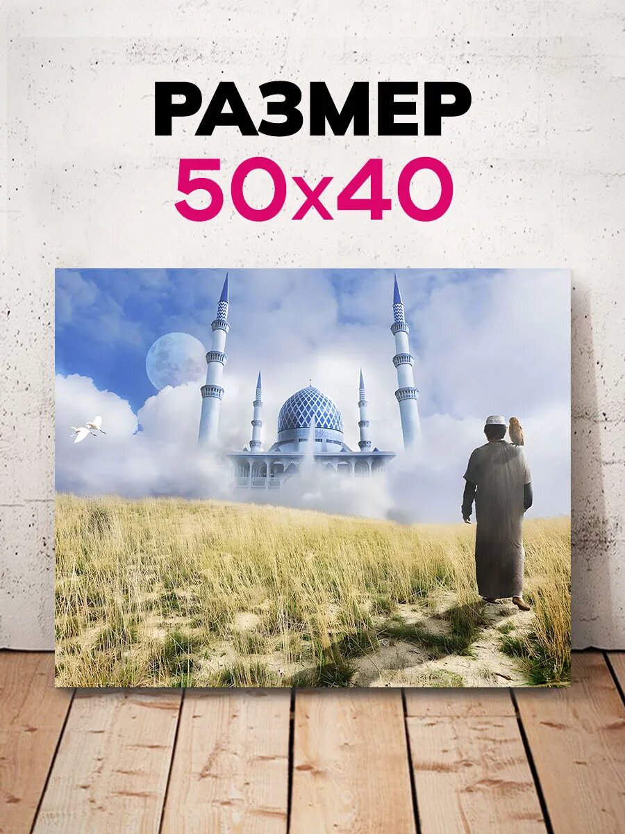 Картина на стену для дома Странник на фоне Мечети 40х50 см