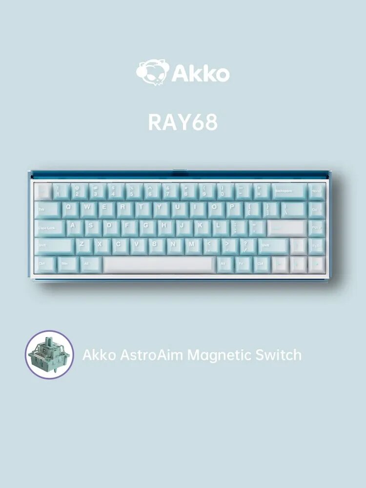 AKKO Игровая клавиатура проводная Ray68, (AstroAim Magnetic), Английская раскладка, белый, светло-синий