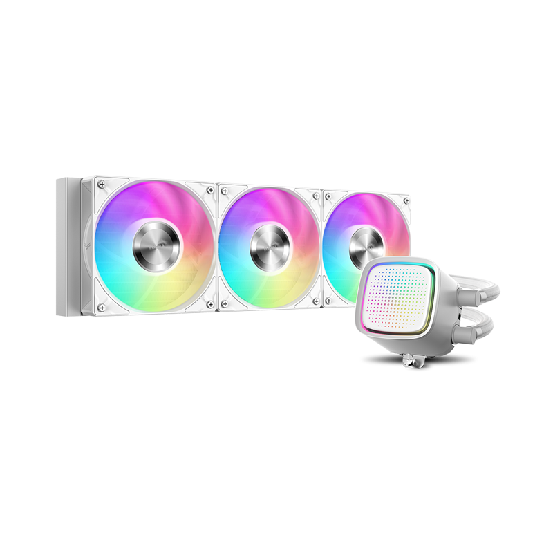 Водяное охлаждение для процессора/ Water Cooling System SAMA L50 240WH (290W, 240mm, White, ARGB/ Fans: 2x120mm, 72.3CFM, 28dBA, 2200RPM/ Pump height 66mm, 3000RPM, Rad thickness 27mm/ S: 1851, 1700, 1200, 115X, AM5, AM4) L50-WHWAYX02-G