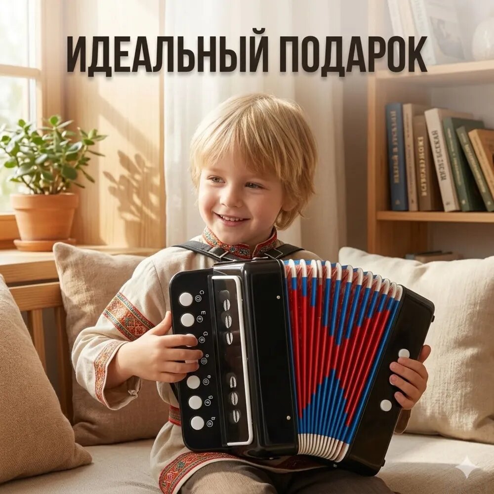 Детский аккордеон для начинающих, обучающая портативная музыкальная игрушка 7 клавиш, безопасный материал.