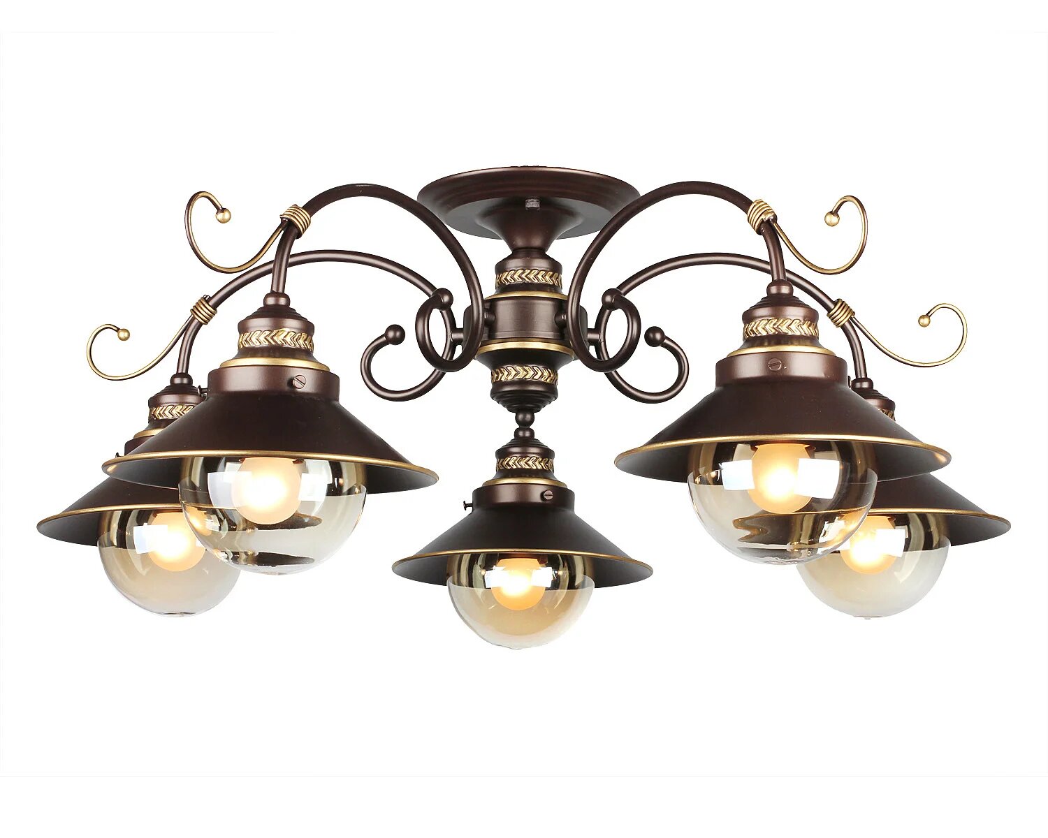 Потолочная люстра Omnilux Fontelo OML-50407-05, коричневый, E27