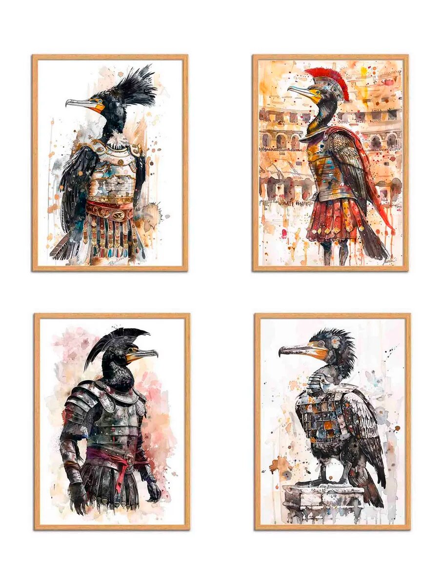 Птица Баклан Гладиатор, 4 Плаката, 30x21см