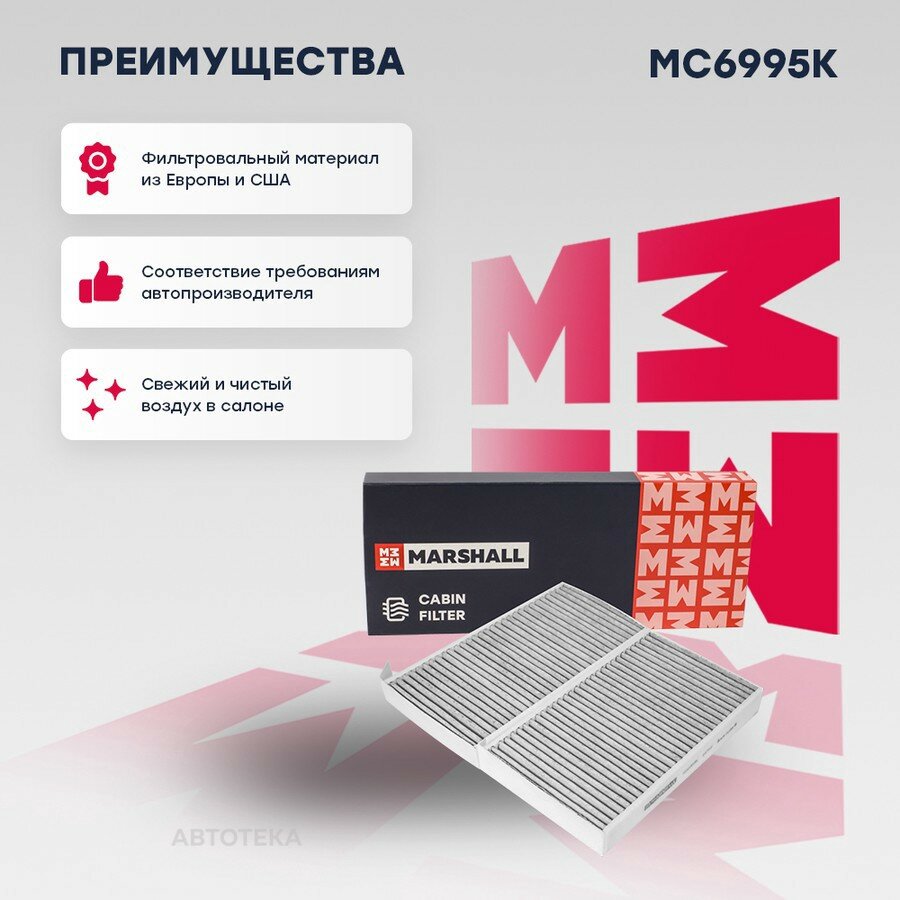Фильтр салонный угольный tesla model 3 17- mc6995k MARSHALL MC6995K
