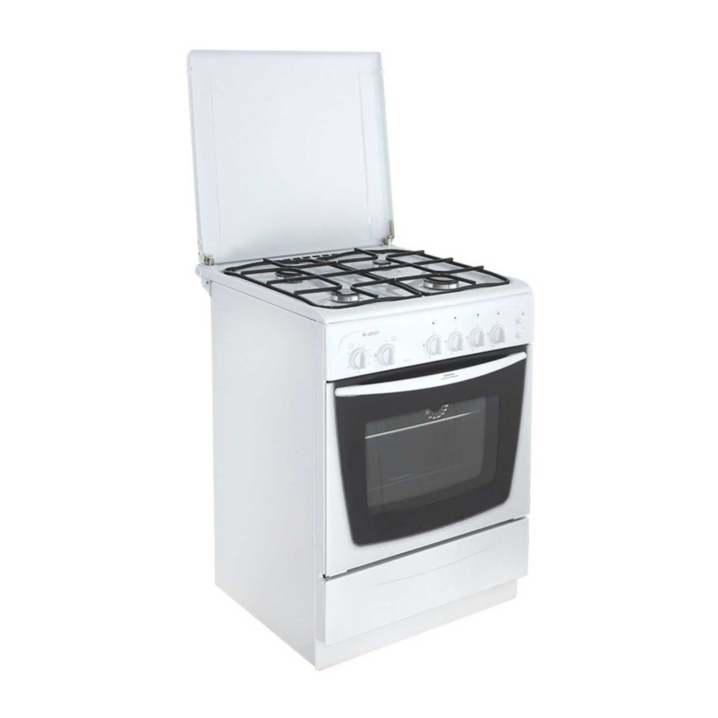 Плита газовая GEFEST 1200-C5, 4 газовые конфорки, духовой шкаф 63 л, электроподжиг, ящик для хранения посуды, белый
