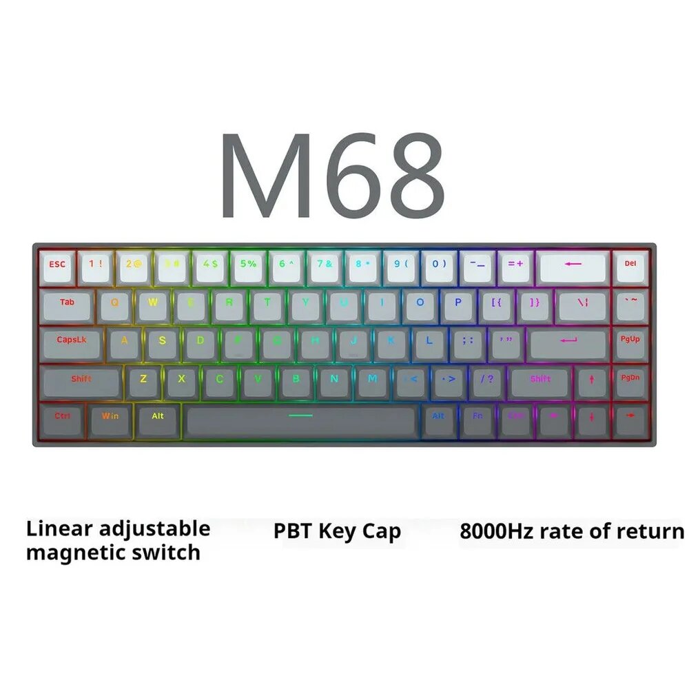 REDRAGON M61 SE/M68 Игровая Клавиатура С Магнитным Переключателем Ссылка USB PBT Keycaps RGB 8K RT Hall Switches NKRO PC Custom