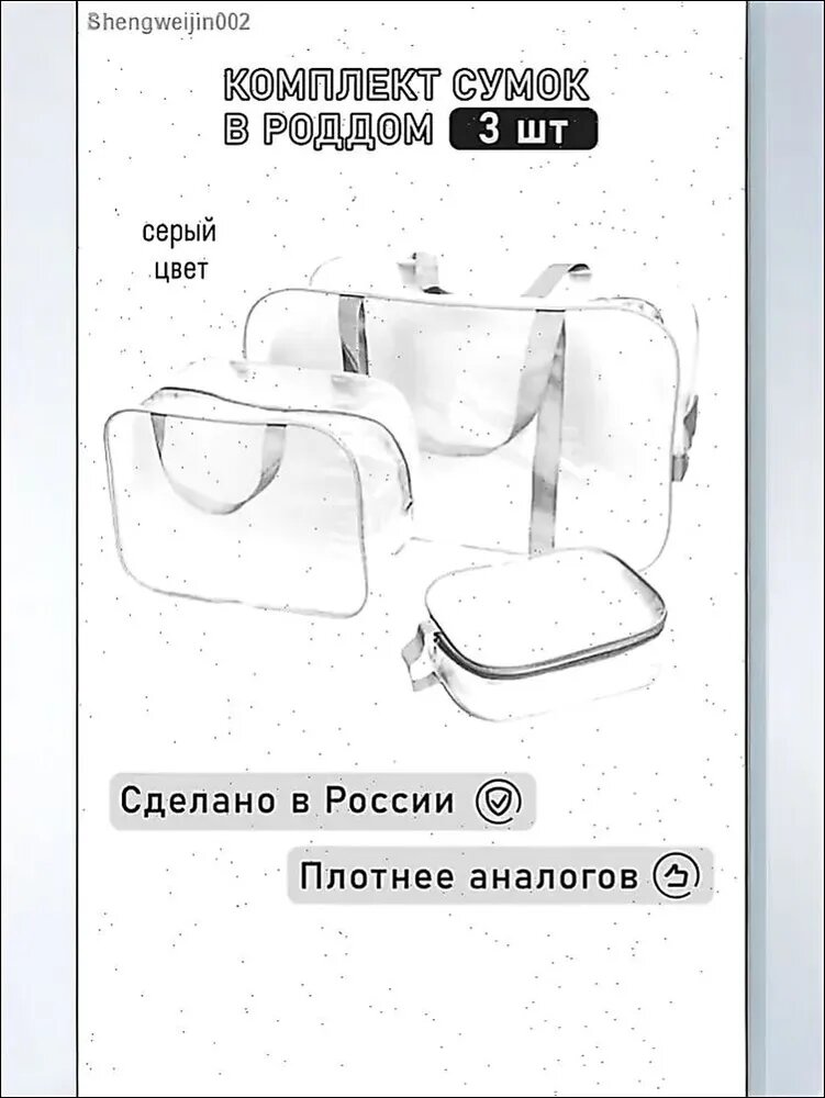 Сумка в роддом 3 шт, прозрачная матовая большая средняя и маленькая, набор сумок для мамы и малыша, прочные-XY