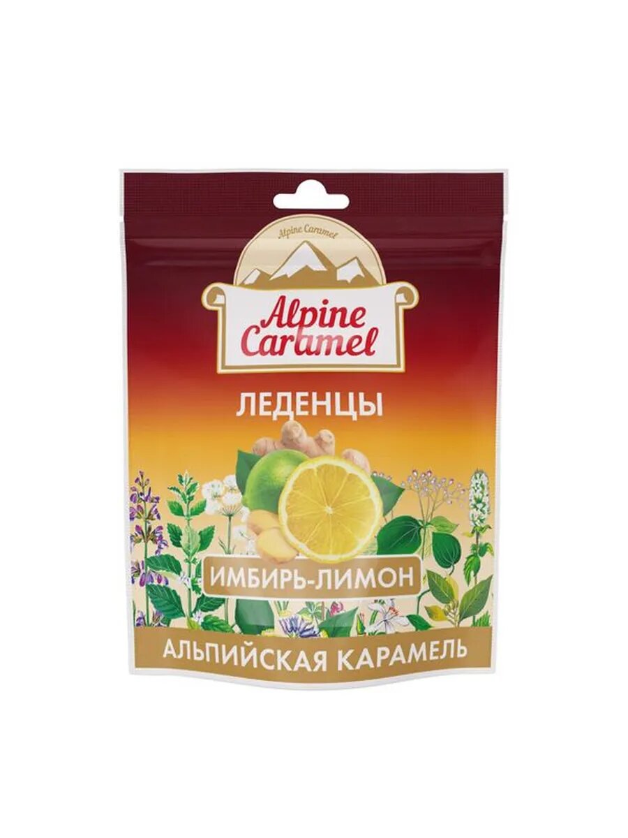 Альпийская карамель вкус имбиря и лимона Alpine Caramel леденцы пак. 75г