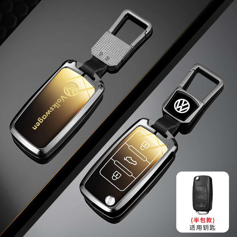 Премиум ключевой чехол для Volkswagen Magotan CC Passat Smart 3-Key, стиль А, полупакет, золотое покрытие с креплением