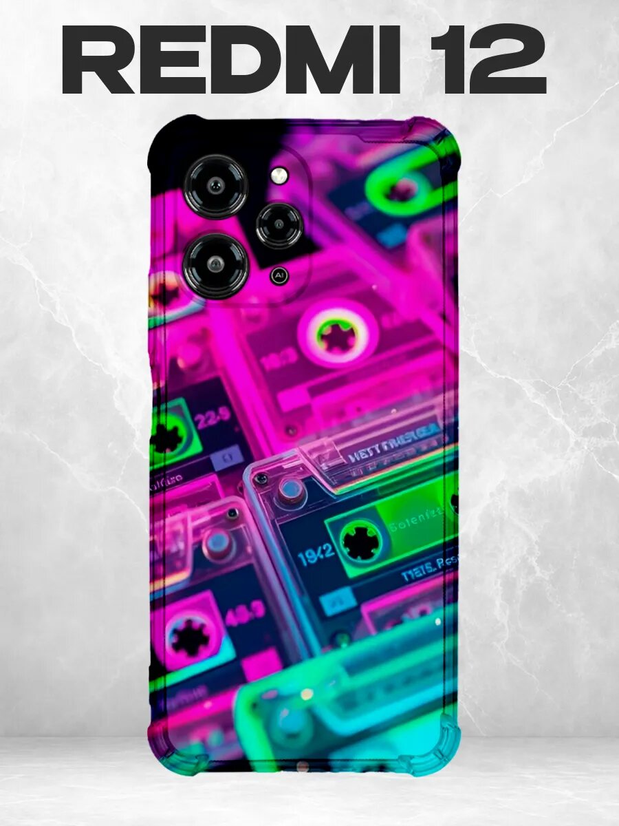 Чехол на Xiaomi Redmi 12 кибер схема неон
