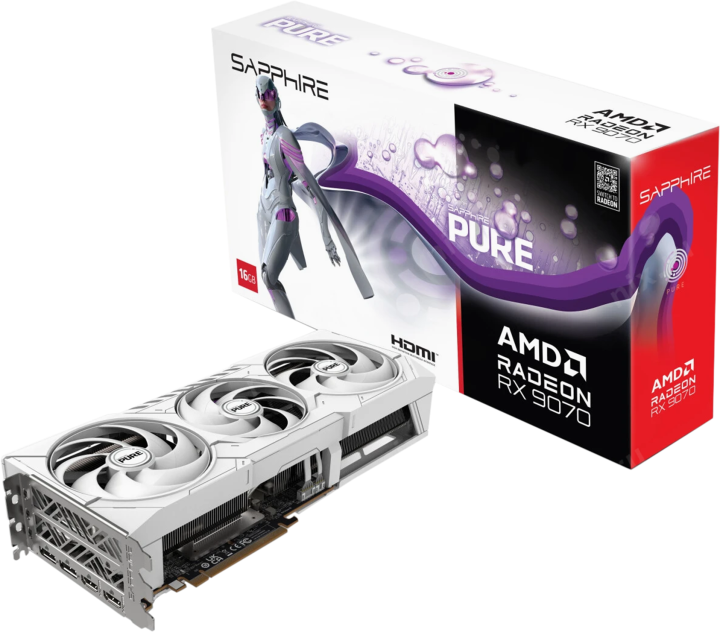 Sapphire PURE 11349-02-20G (RADEON RX 9070) 16 Гб, GDDR6, 256 бит, PCI Express, 2xDP,2xHDMI