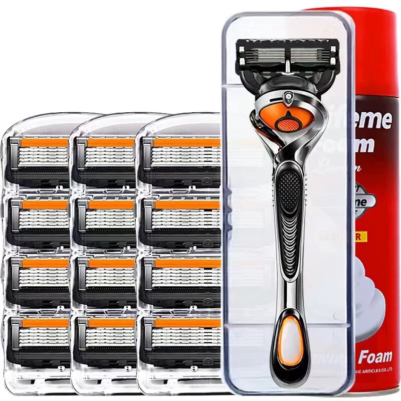 Люкс-комплект бритвы Gillette с 12 лезвиями, кейс и пеной для бритья