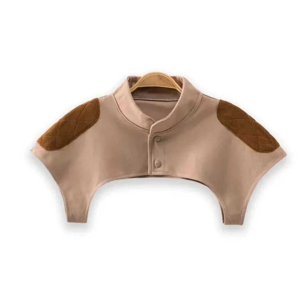Бежевая теплая шаль с запахом на плечо XL, With collar